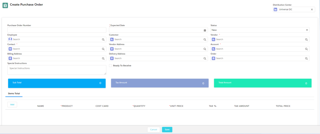 Creating Purchase Order - Support Axolt